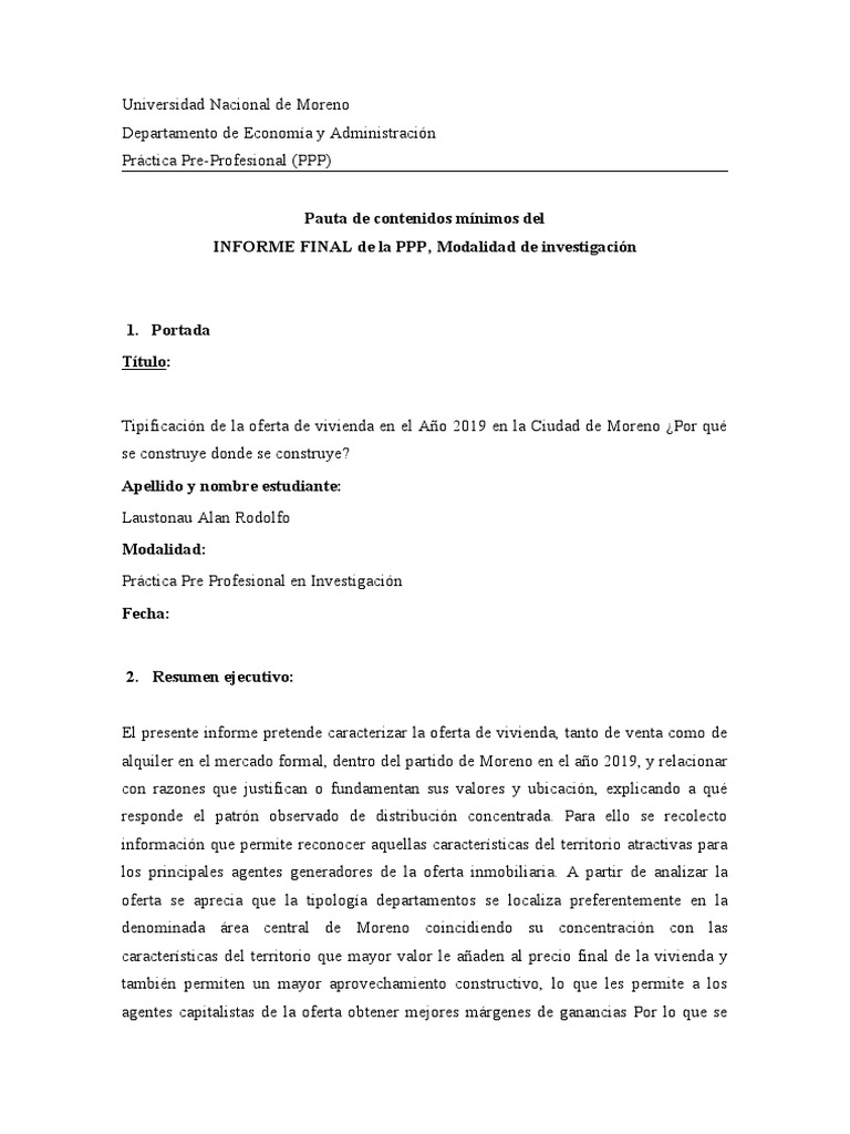 Alan LAUSTONAU Formulario Informe Final PPP de Investigación (14930) Ultima Version | PDF ...