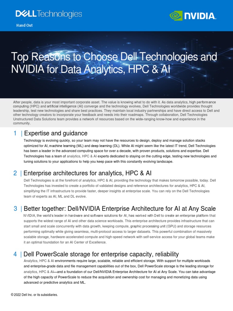 h19379 Ho Dell and Nvidia For Data Analytics HPC Ai PDF | PDF