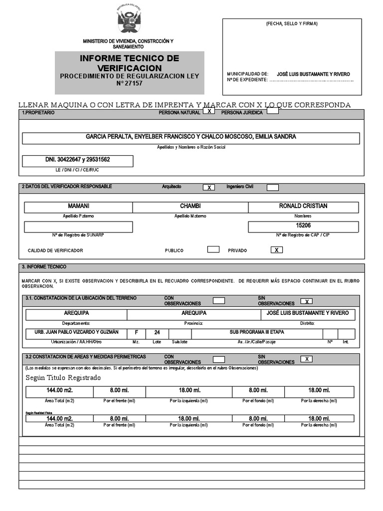 Formato de Informe de Verificacion | PDF