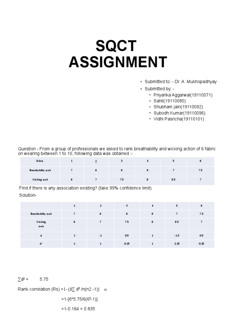 SQCT Assignment 1 | PDF | Statistical Theory | Statistics