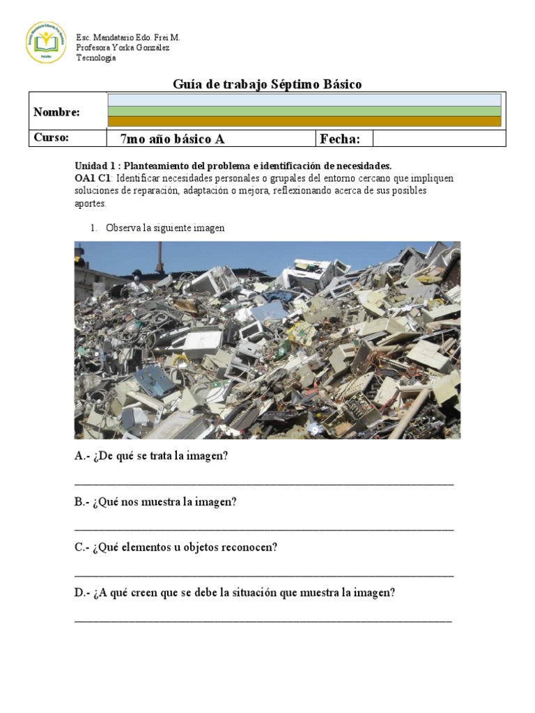 Guía de trabajo tecnología Séptimo Básico | PDF