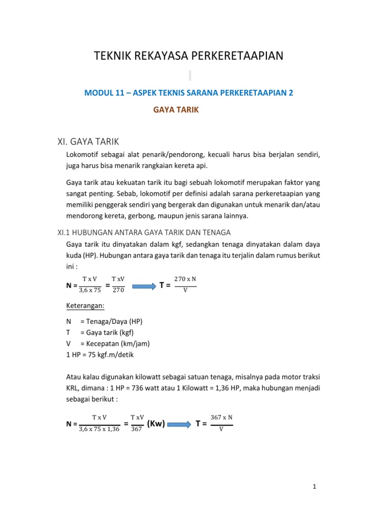 11a. Paparan TEK REK KA XI, GAYA TARIK | PDF
