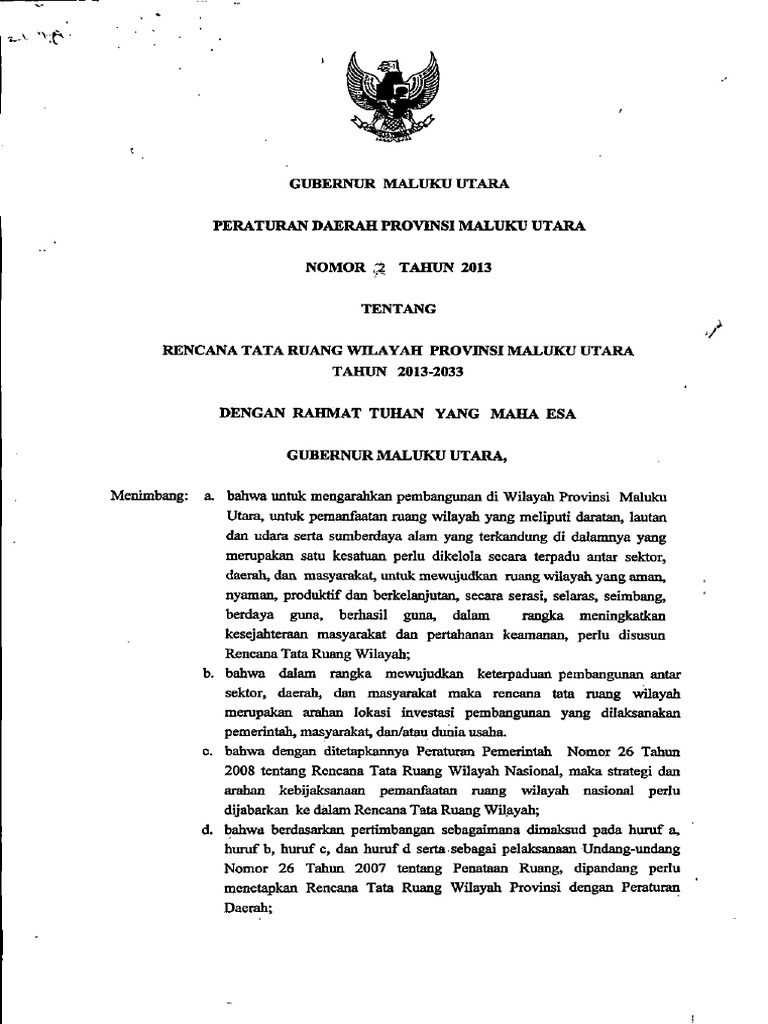 Perda Prov. Maluku Utara No 2 Tahun 2013 PDF | PDF