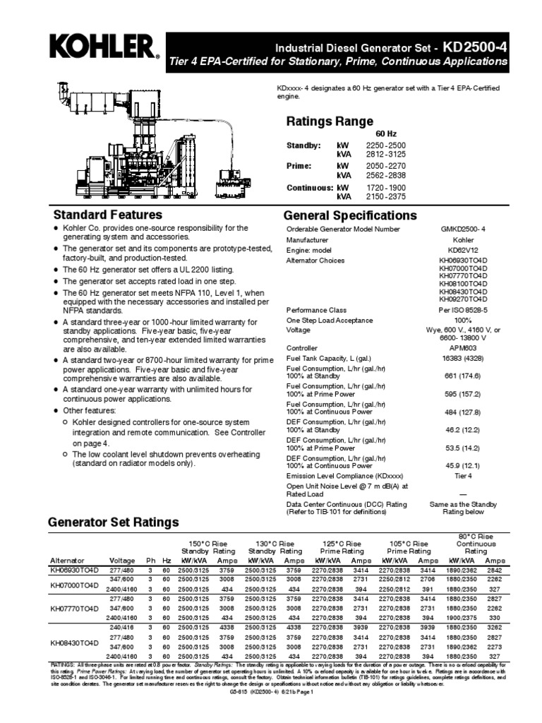 Generator Specifications PDF | PDF