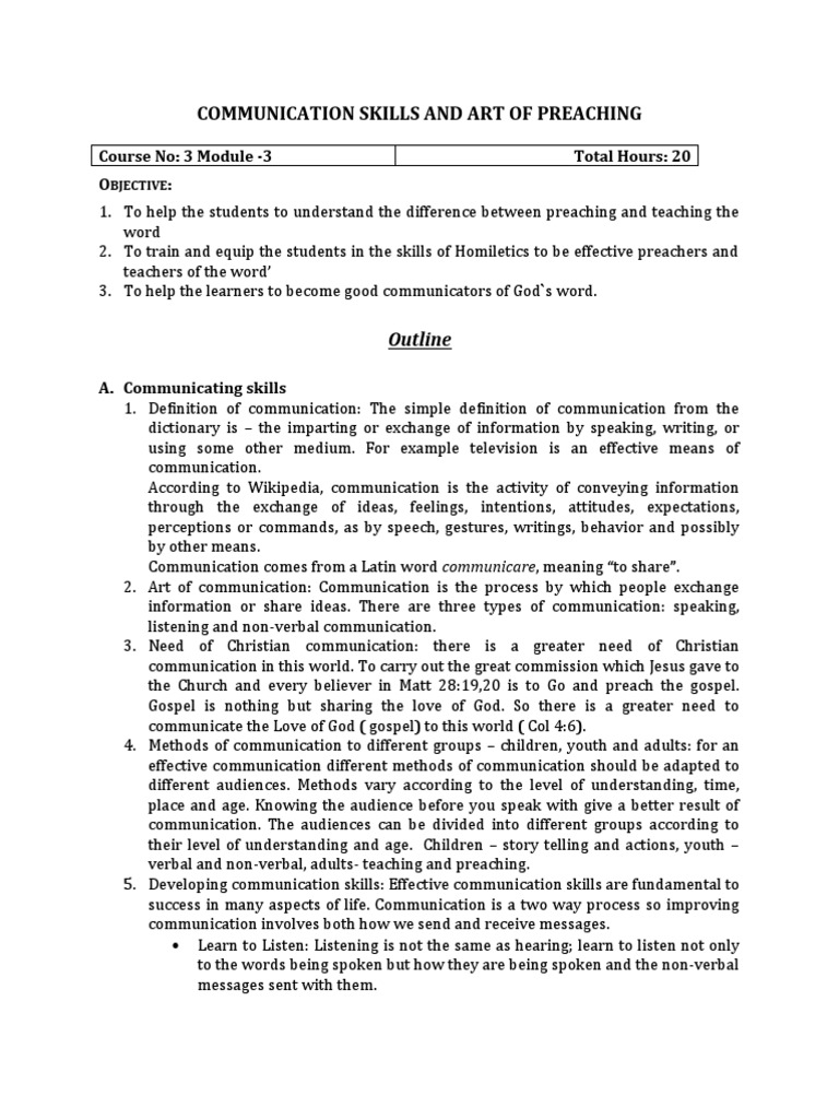 COMMUNICATION SKILLS AND ART OF PREACHING | PDF