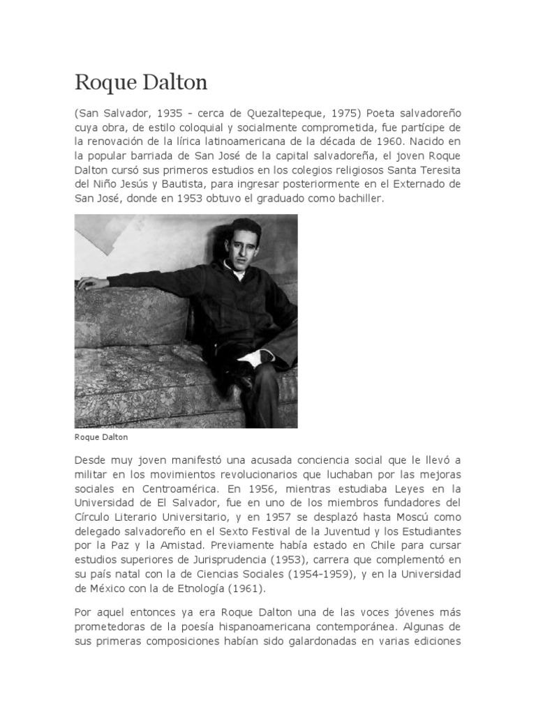 Biografía de Roque Dalton: Poeta Salvadoreno | PDF