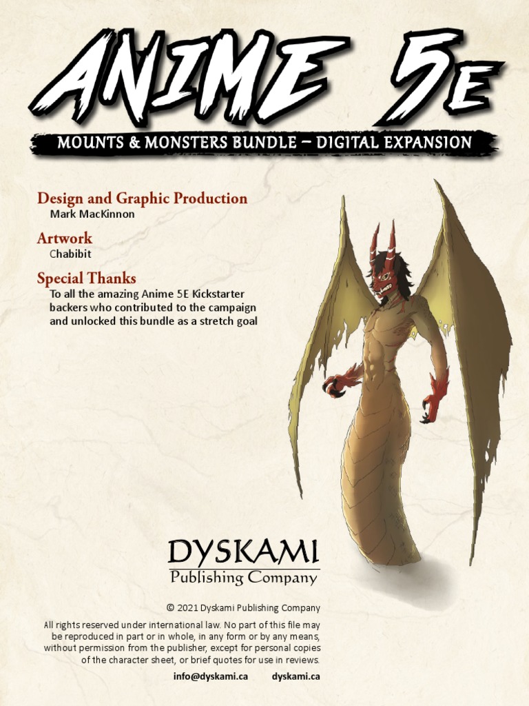 Anime 5E - Mounts & Monsters Bundle (Digital Expansion) PDF | PDF