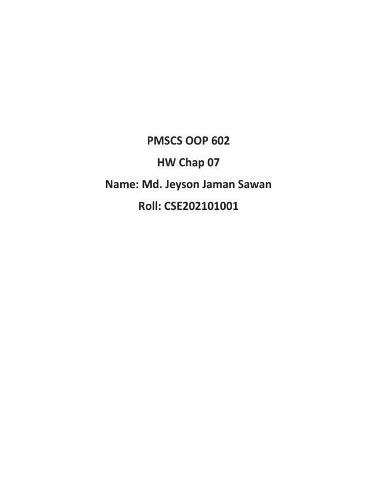 Java Chapter 7 HW-Programming Exercises.pdf | PDF Java Chapter 7 HW-Programming Exercises.pdf | PDF