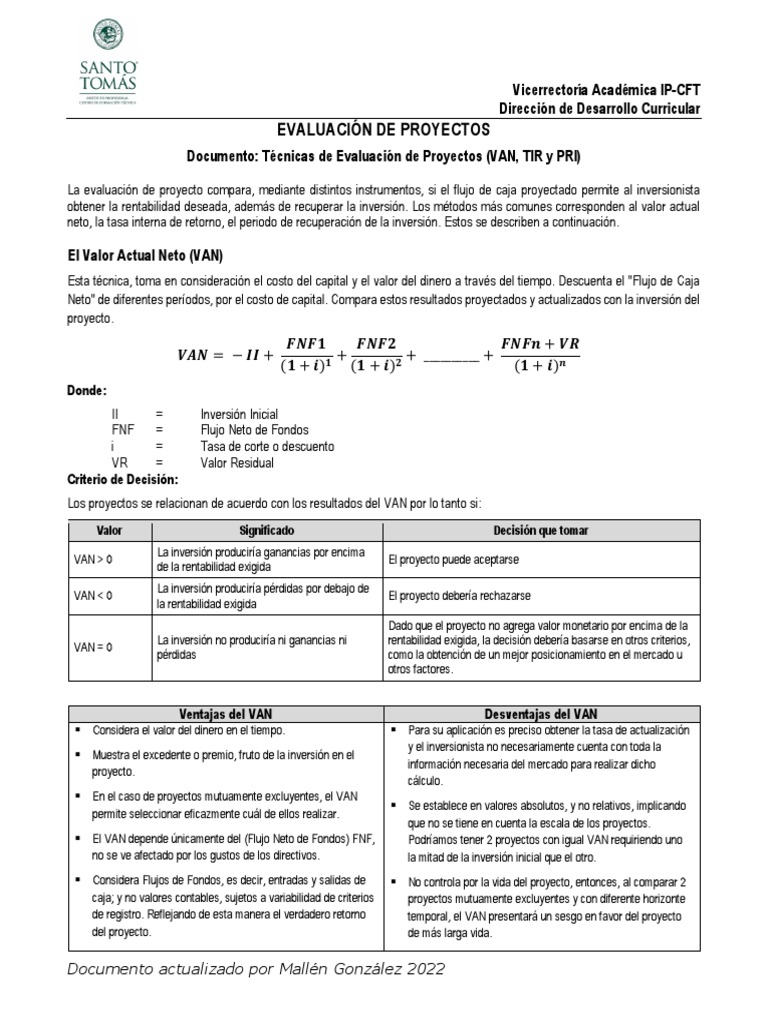 2 - 3 - Documento - Calculos - VAN - TIR - PRI PDF | Descargar gratis ...