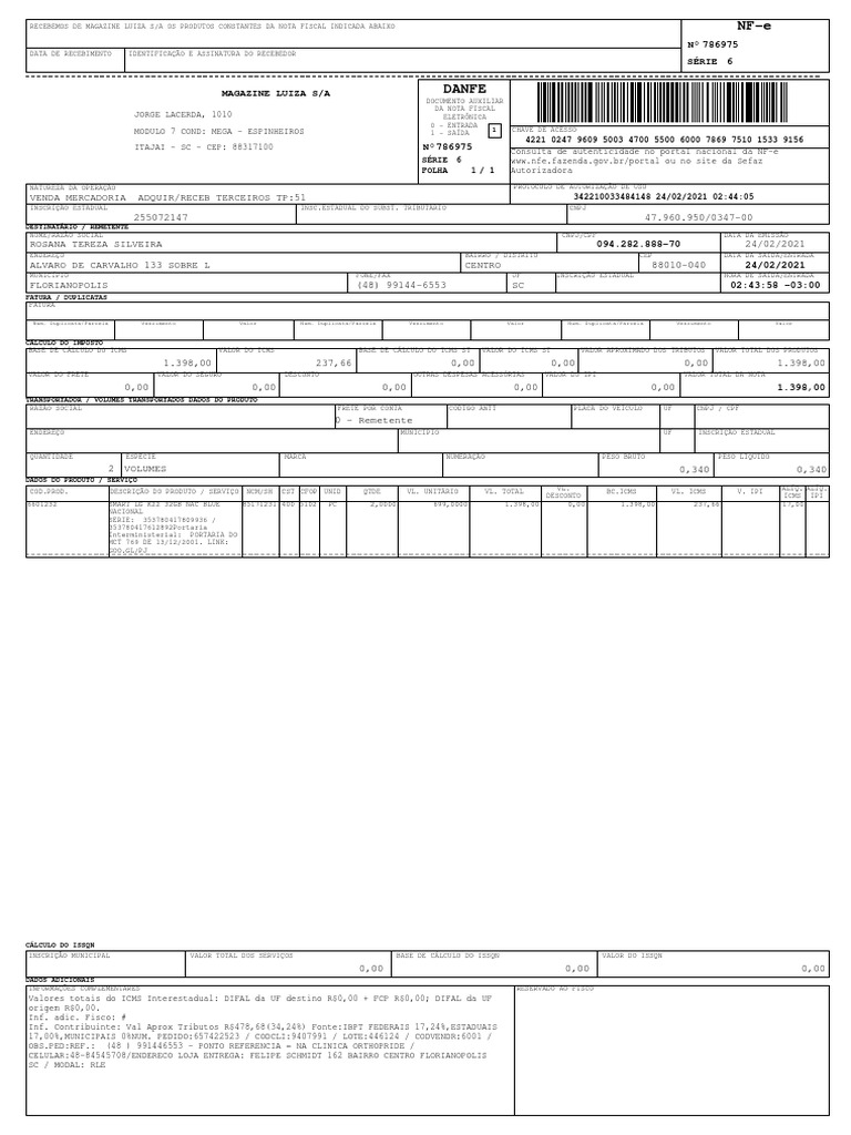Consulta NF-e: Autenticidade e Detalhes | PDF | Recibo | Contabilidade