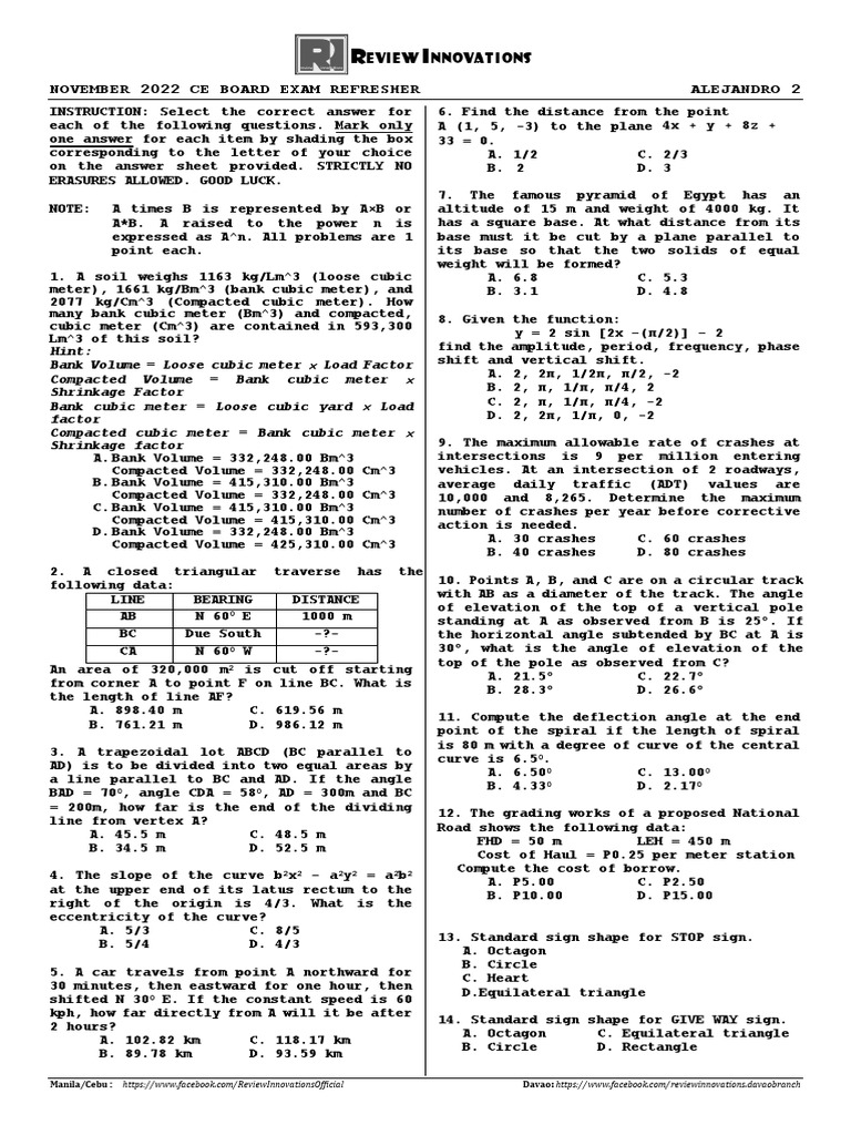 Alejandro 2 - Refresher MATH PDF | PDF | Angle | Triangle