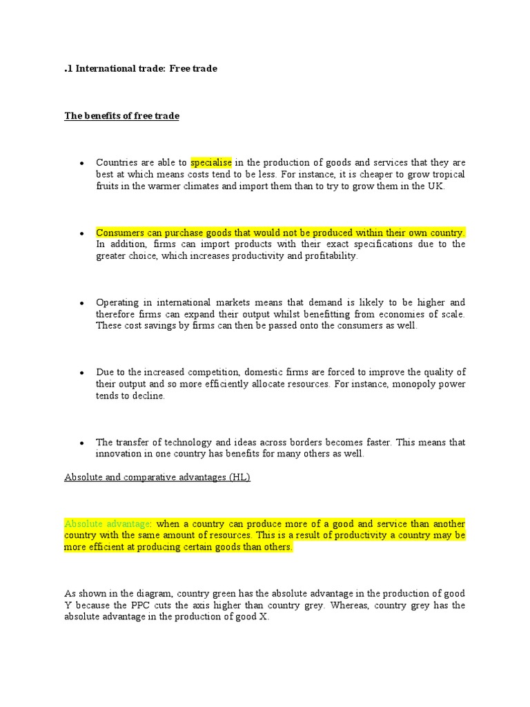Microeconomics-International Trade Notes 2 | PDF