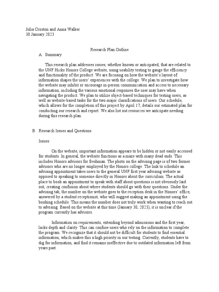 research plan outline | PDF