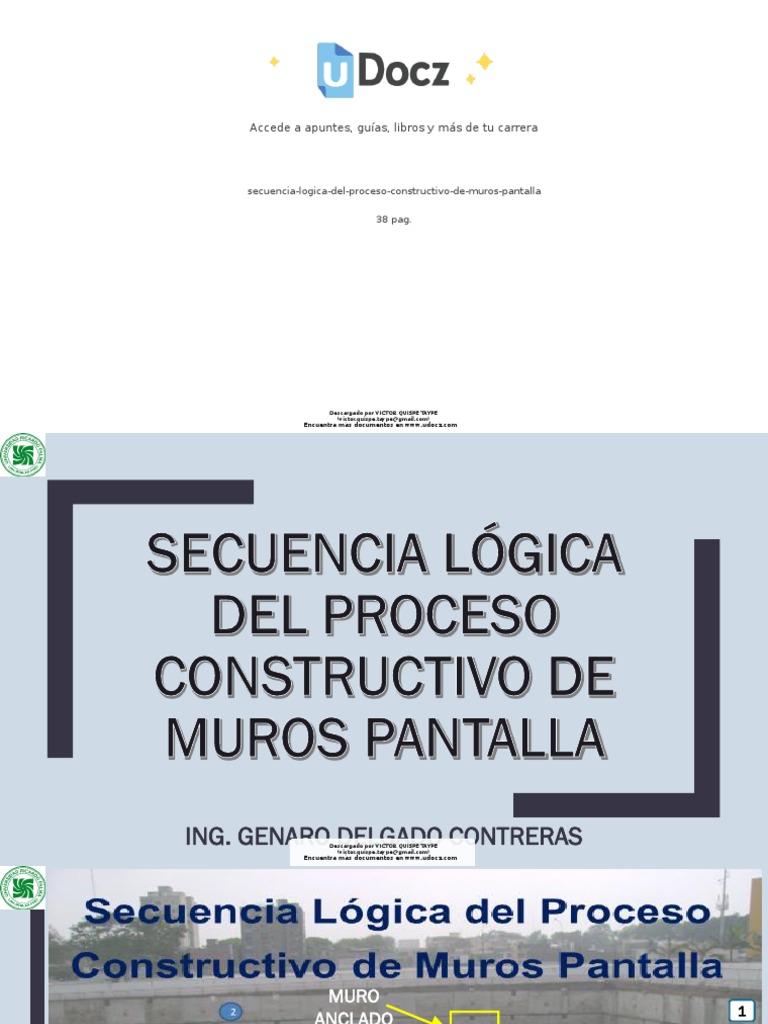 Secuencia Logica Del Proceso Constructivo de Muros Pantalla 81468 Downloable 232305 PDF | PDF ...