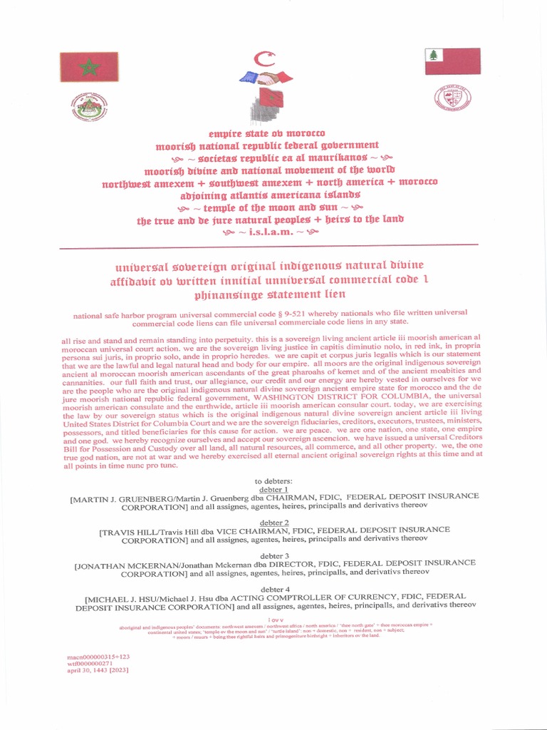 Macn000000315+123 (FDIC) Universal Sovereign Original Indigenous ...