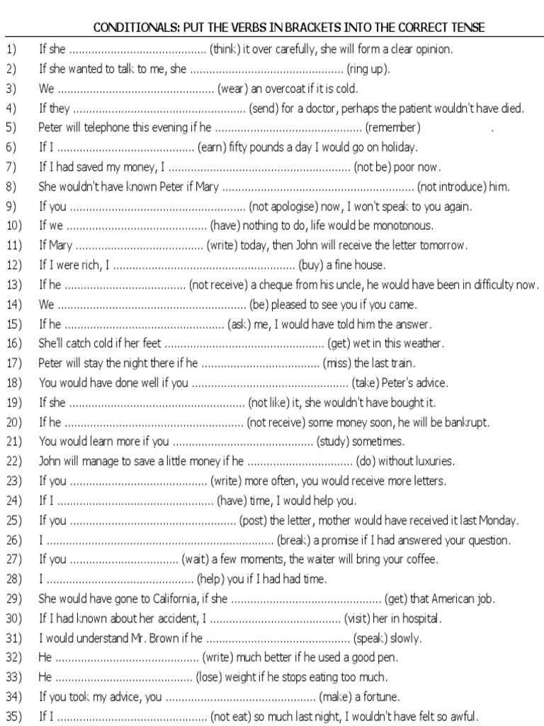 Conditionals 1-2-3 Gaps & Finish The Sentences With Keys PDF | PDF