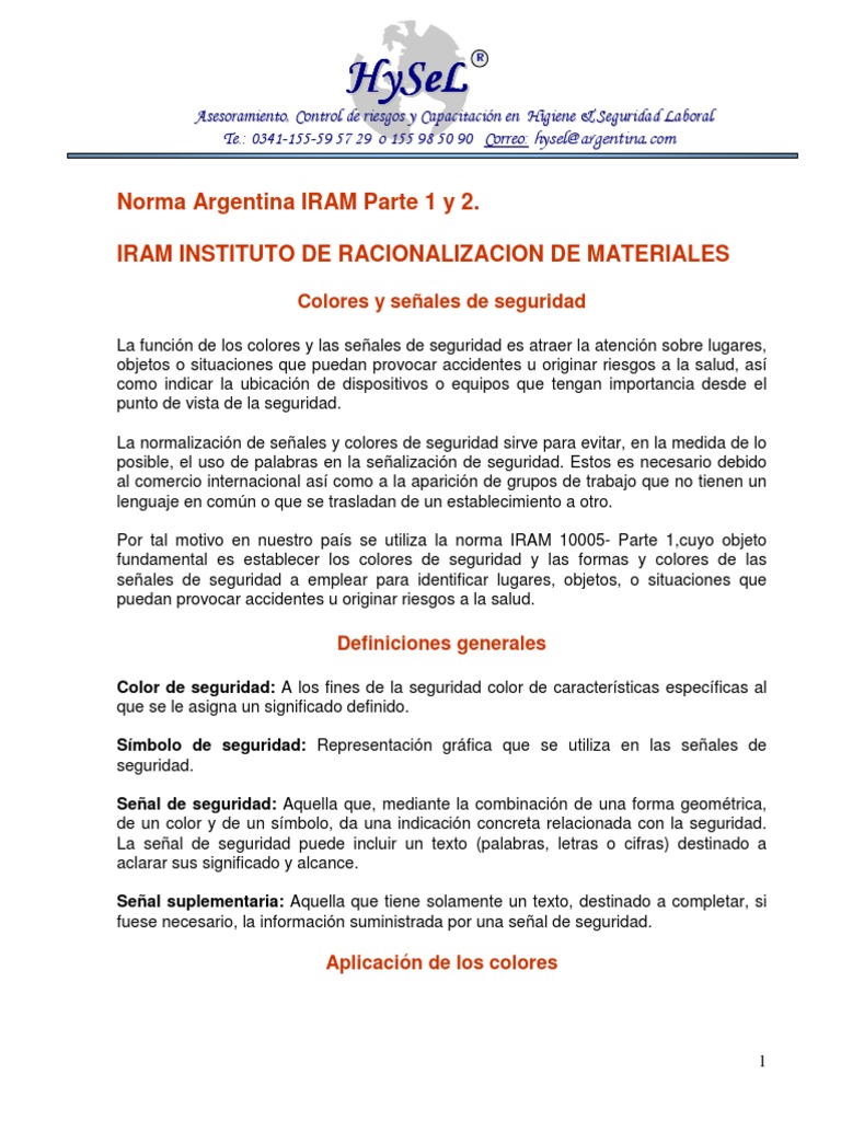 Colores y Señales de Seguridad IRAM 10005 | PDF