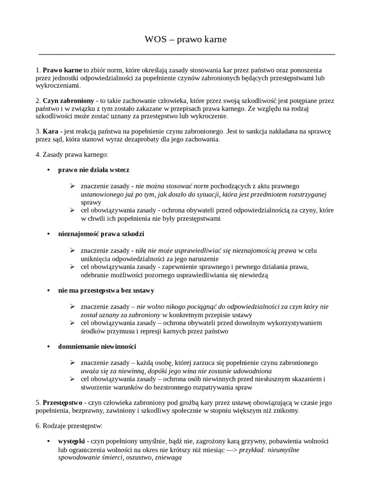 WOS - Prawo Karne - Odt | PDF