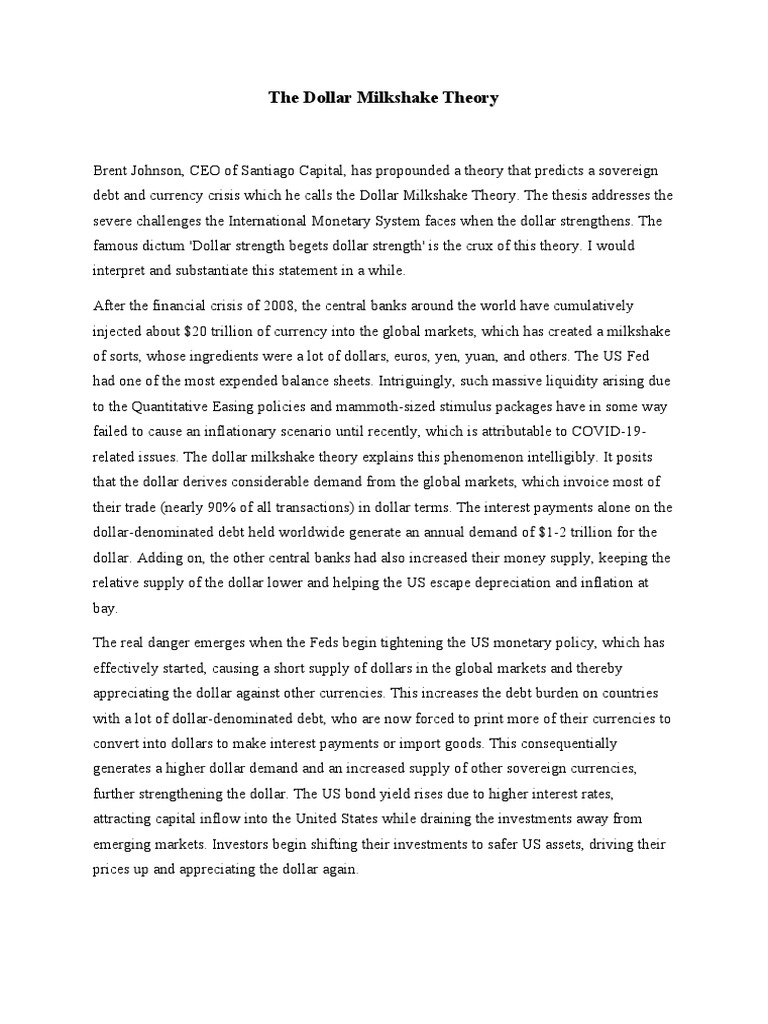 Dollar Milkshake Theory Explained | PDF | Market Liquidity ...