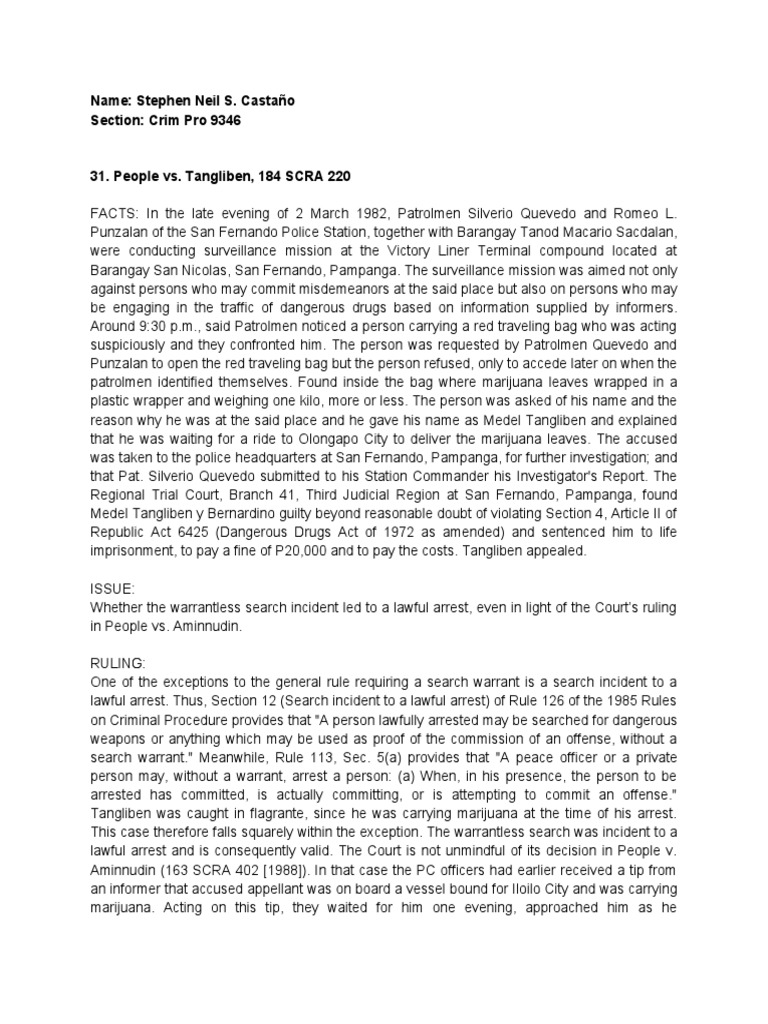 CASTANO, Stephen Neil - Crim Pro Case Digests | PDF