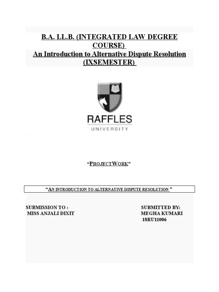 Adr Assignement - Megha | PDF | Alternative Dispute Resolution | Arbitration