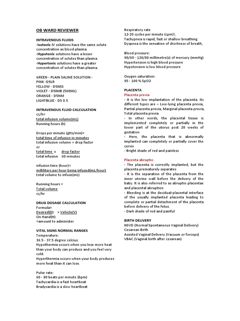 OB Ward Review Guide | PDF