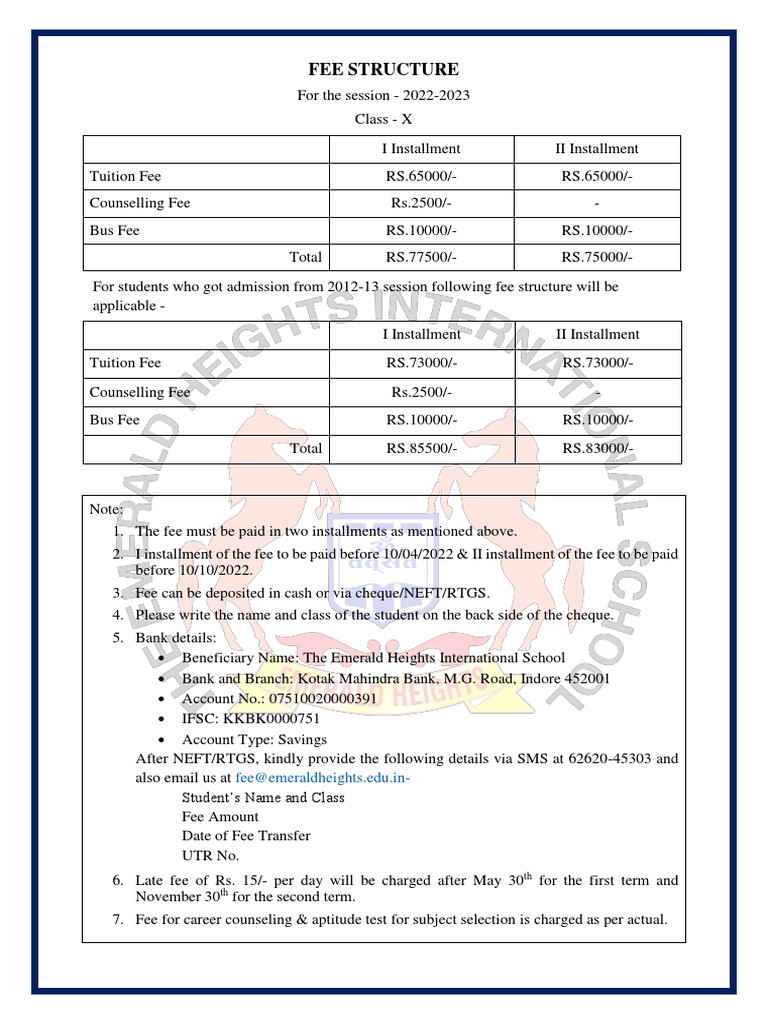 X Fee 2022 23 PDF | PDF
