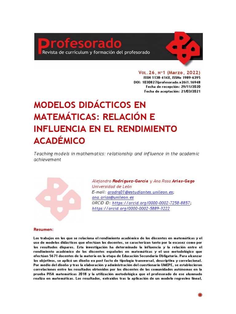 Modelos Didácticosen Matemáticas Relación e Influencia en El ...