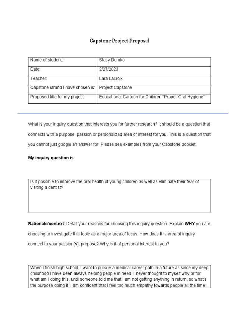 Capstone Project Proposal Pdf