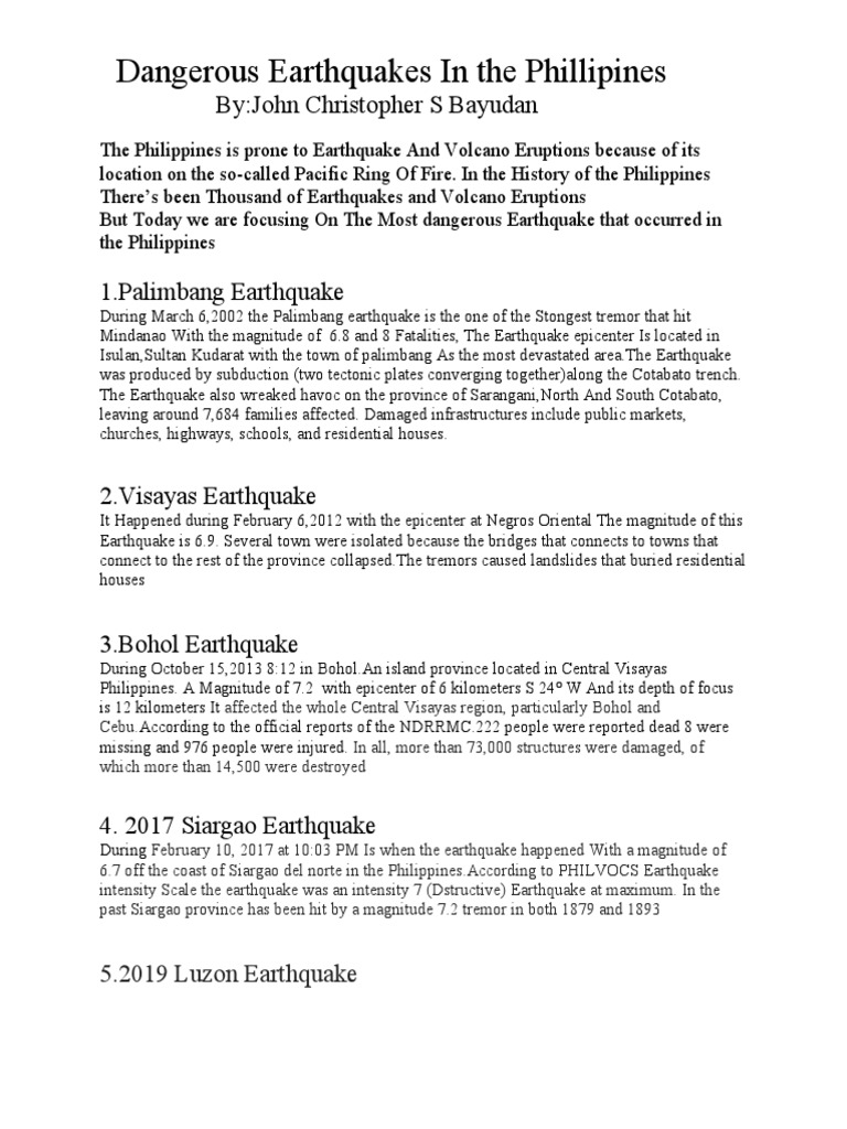 JC Project | PDF | Earthquakes | Natural Hazards