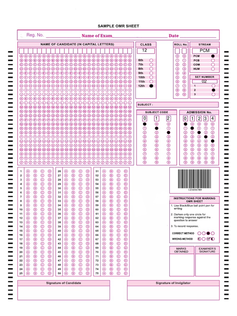 sample omr paper 2.pdf | PDF