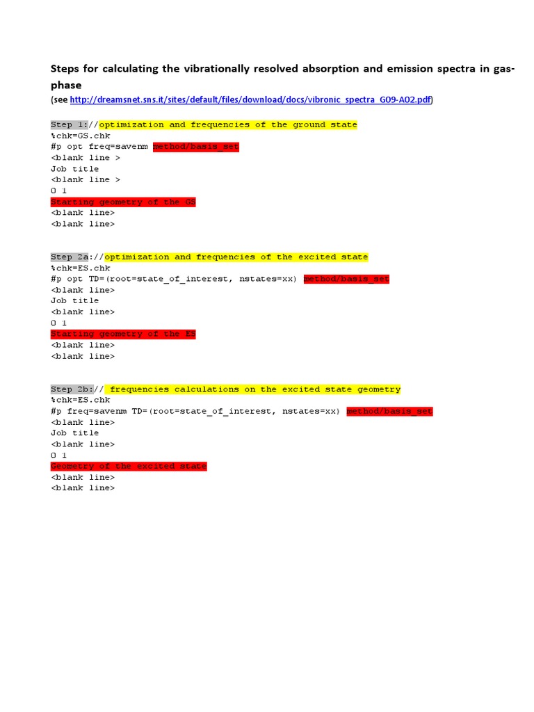 Steps For Calculating The Vibrationally Resolved Absorption and ...
