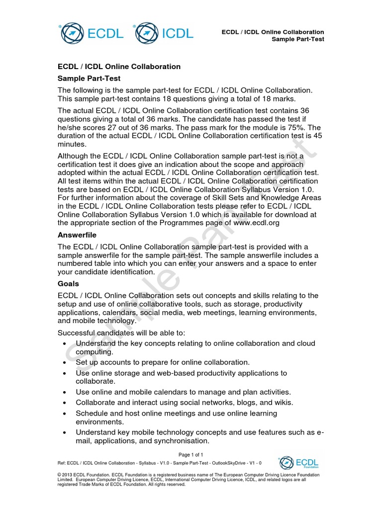 Online Collaboration Sample Part Test Practical Questions 1 PDF | PDF