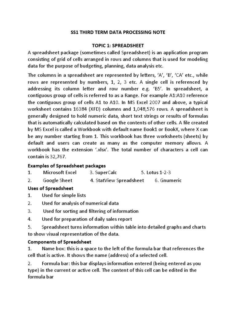 SS1 3RD Term DP Note | PDF