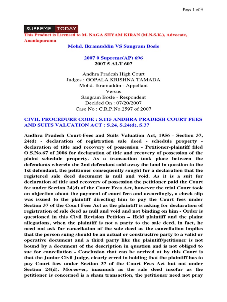 Mohd Ikramuddin VS Sangram Bosle | PDF | Lawsuit | Public Law