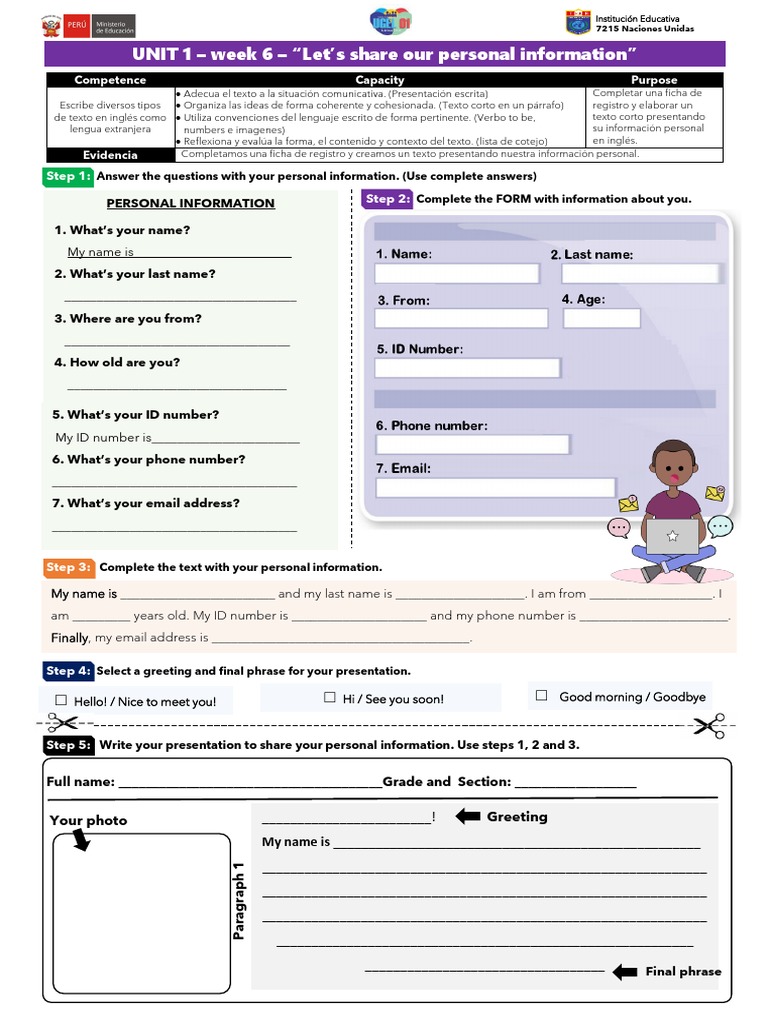 Unit 1 - Writing 6 - Ciclo Vi - Ficha 13 PDF | PDF | Lingüística