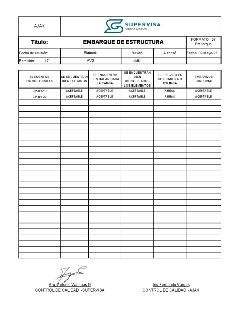 F-07 - Embarques PDF | PDF
