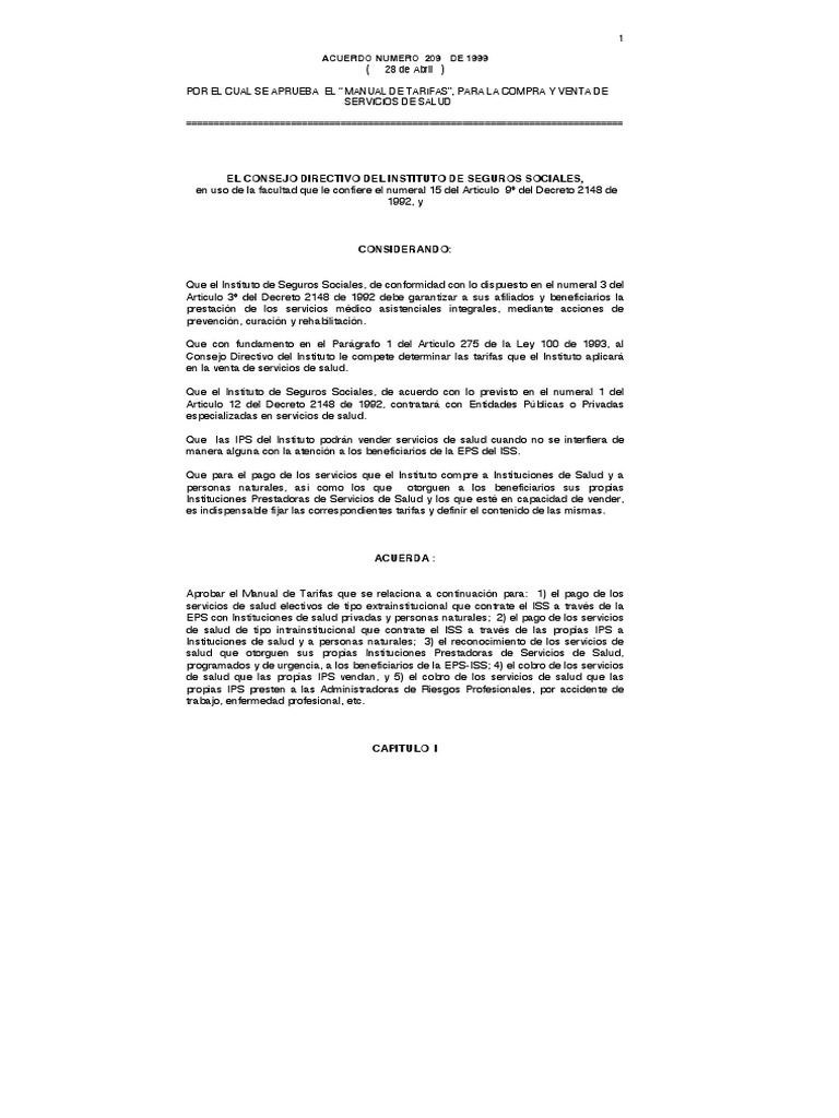 Manual de Tarifas para Servicios de Salud | PDF