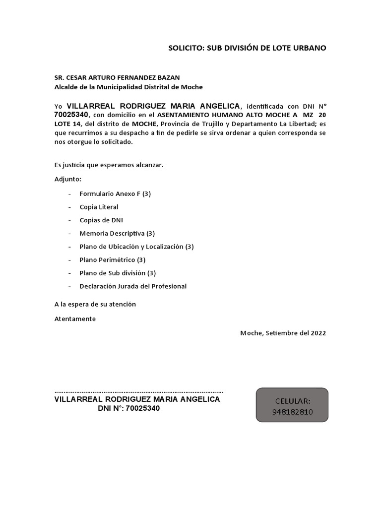 Solicitud Subdivisión | PDF