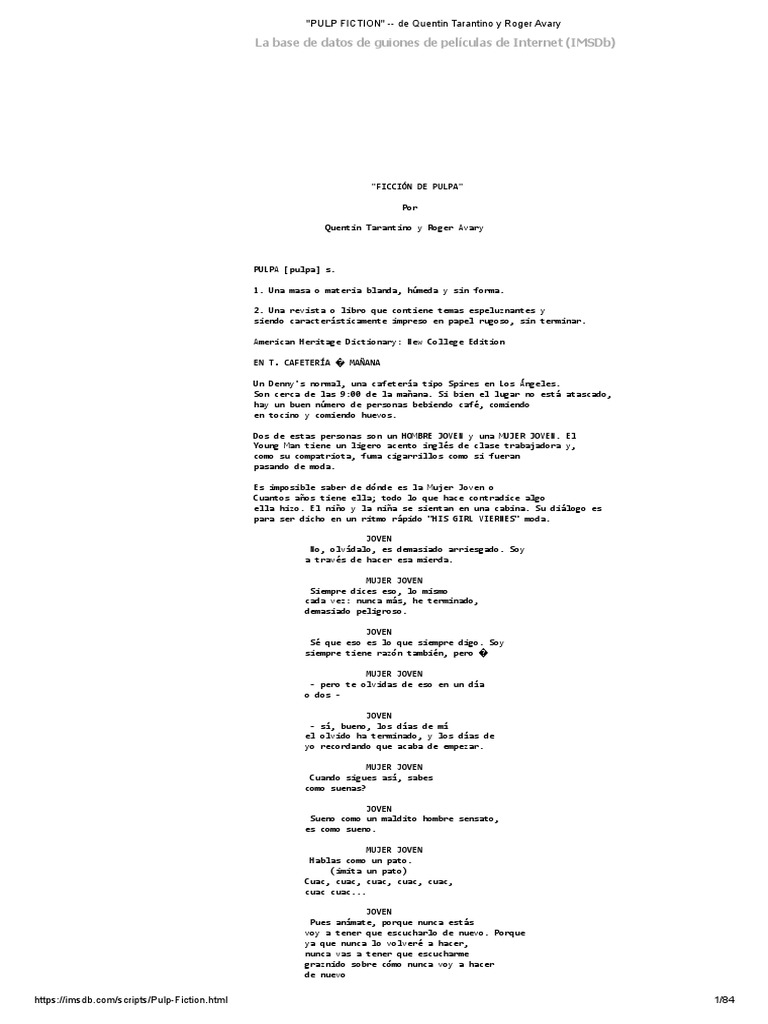 PULP FICTION - de Quentin Tarantino y Roger Avary - Esp | PDF | Pulp ...