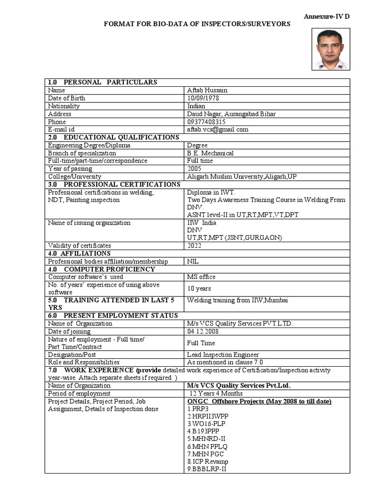 Annexure-IV-D Aftab Hussain | PDF