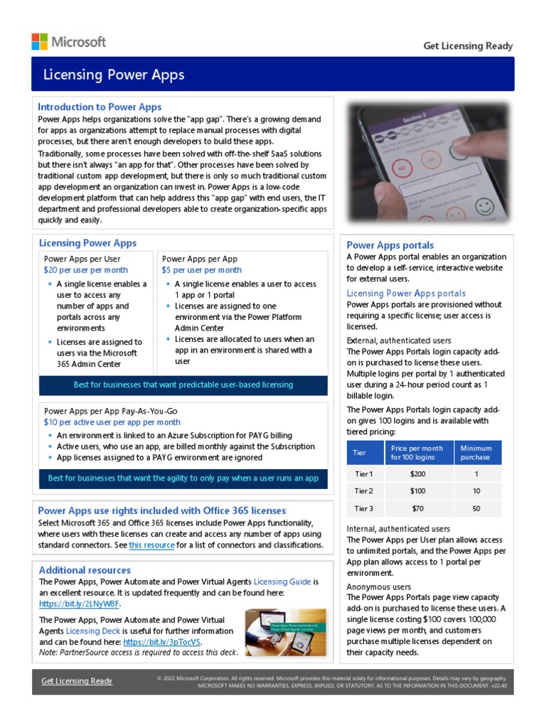 Licensing Power Apps v22.40 PDF | PDF | Mobile App | Software Engineering