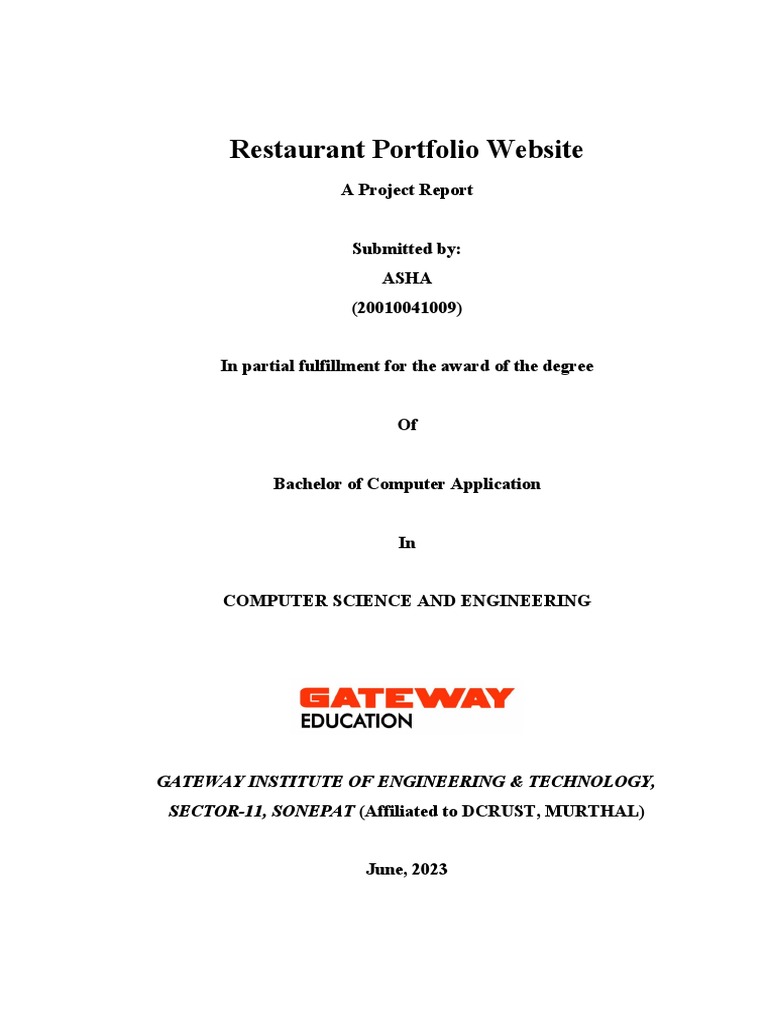 Project Report 6th Sem | PDF | Html | World Wide Web