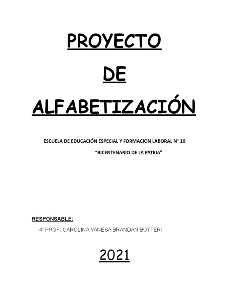 Proyecto de Alfabetizacion PDF | PDF