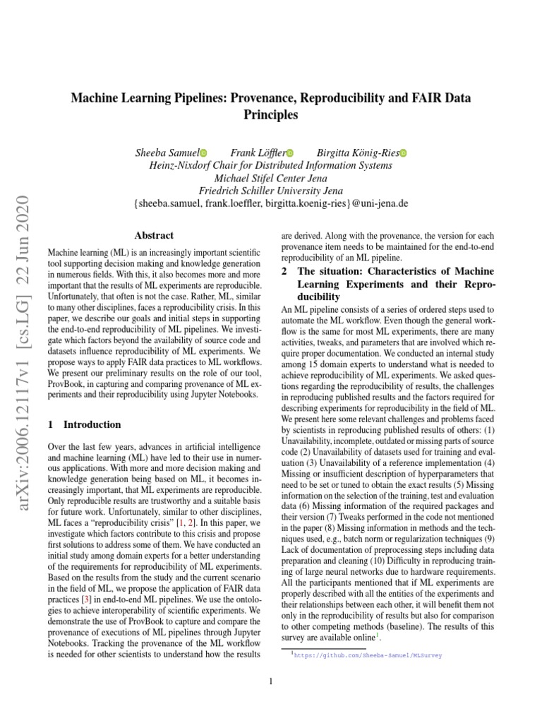 Machine Learning Pipelines Provenance Reproducibil Pdf Pdf 