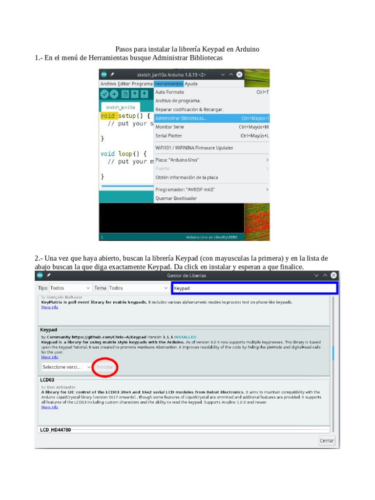 Pasos Instalar Libreria Keypad | PDF