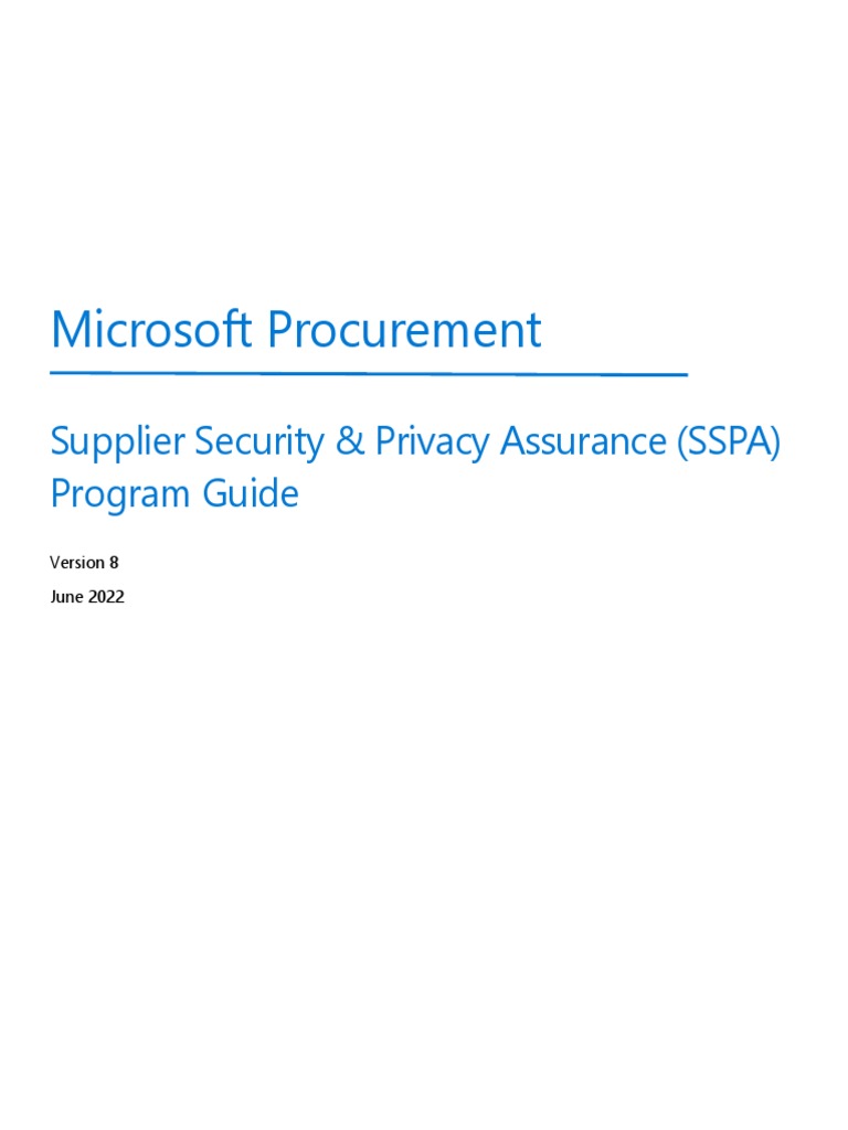 Microsoft SSPA Program Guide | PDF