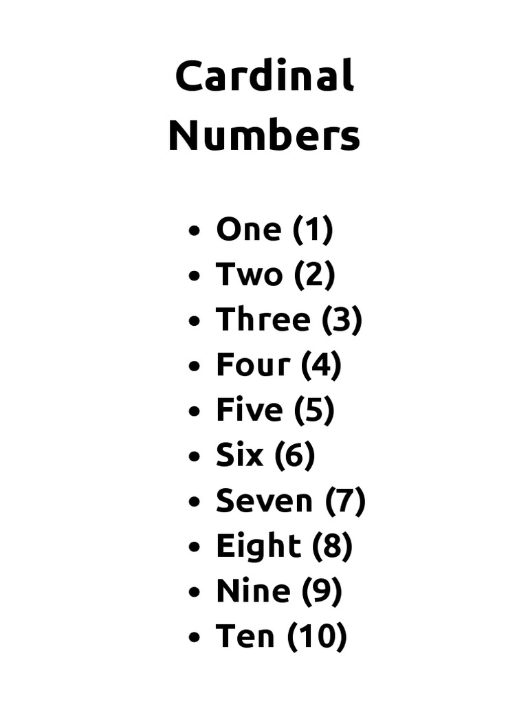 Numbers Cardinal PDF | PDF