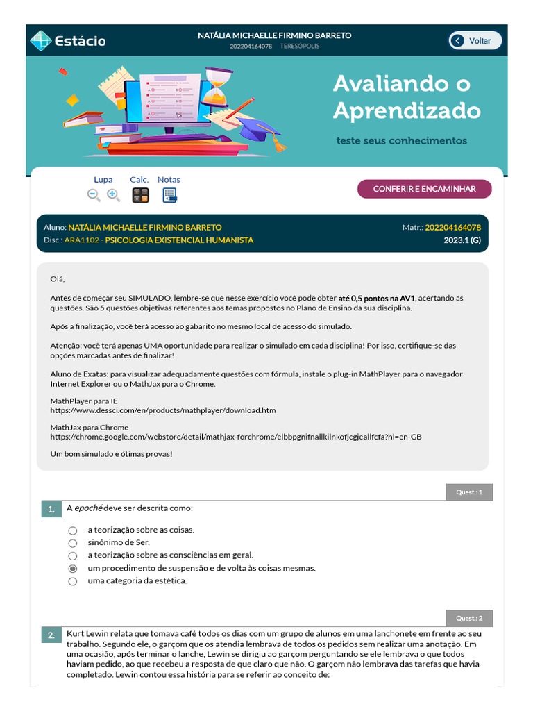 Simulado de Psicologia Existencial | PDF