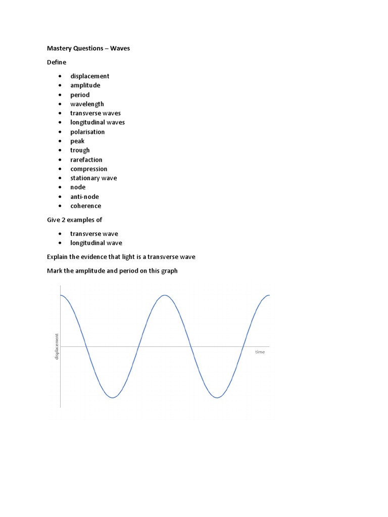 Mastery Questions - Waves PDF | PDF